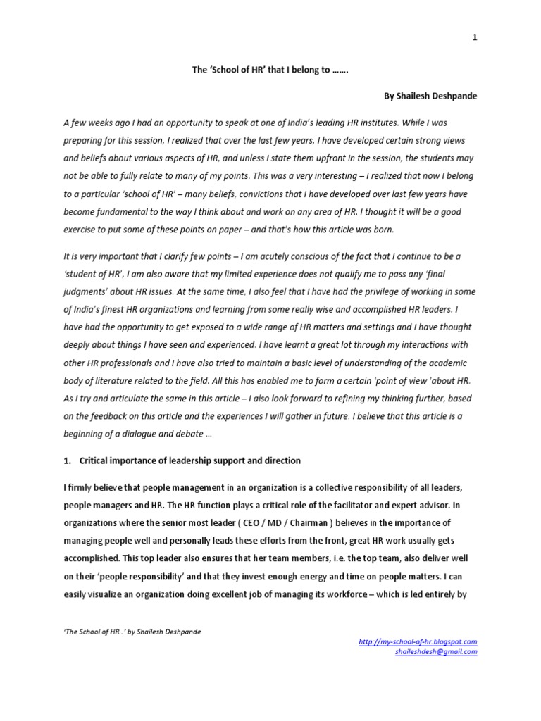 Article School of HR DEC | PDF | Business | Self-Improvement