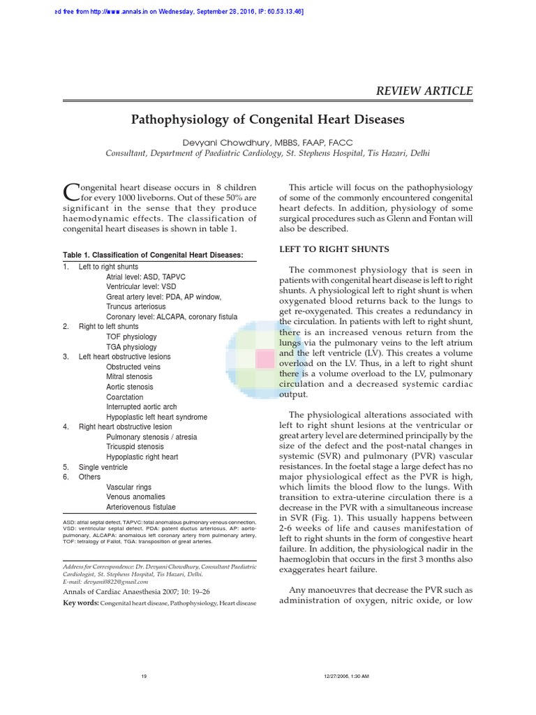 Pathophysiology of Congenital Heart Disease | PDF | Atrium (Heart ...