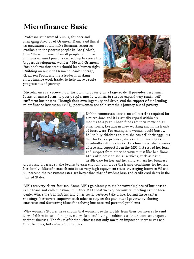 Microfinance Basic | PDF | Microfinance | Grameen Bank