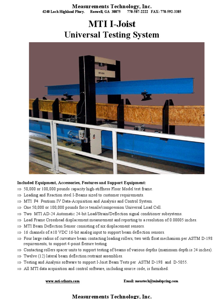 MTI I-Joist Testing System | PDF | Beam (Structure) | Sensor