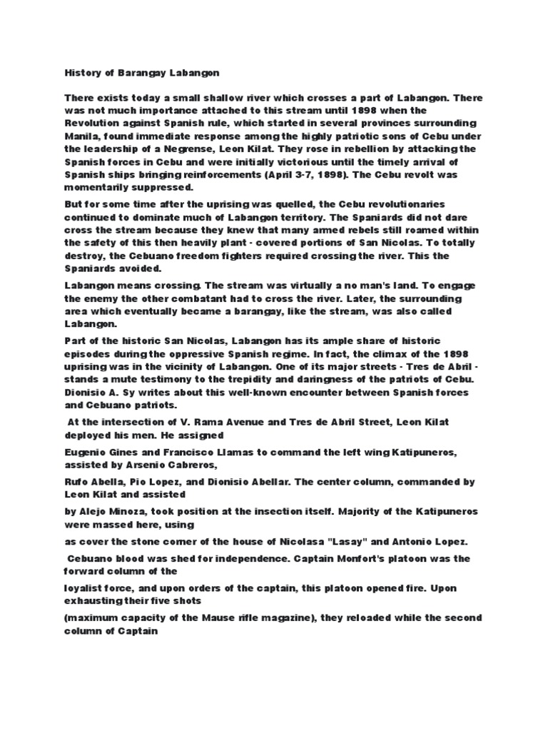 History of Barangay Labangon, Cebu City | PDF | Spanish Empire ...