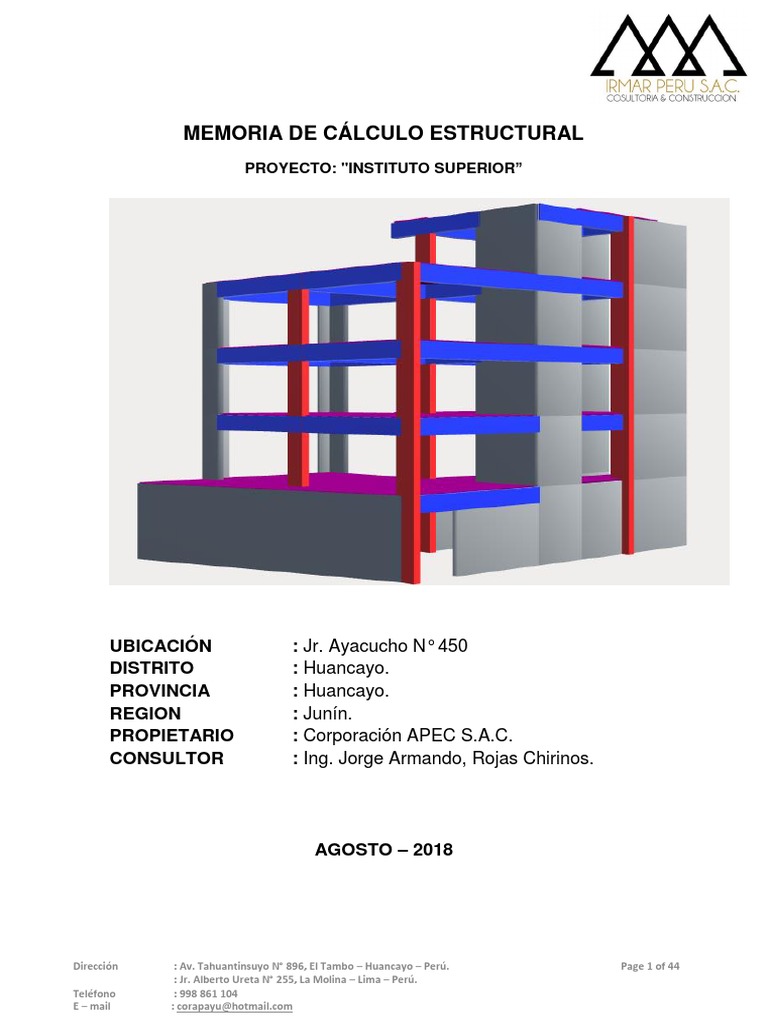 Memoria De Cálculo Estructural: Proyecto: "Instituto Superior ...