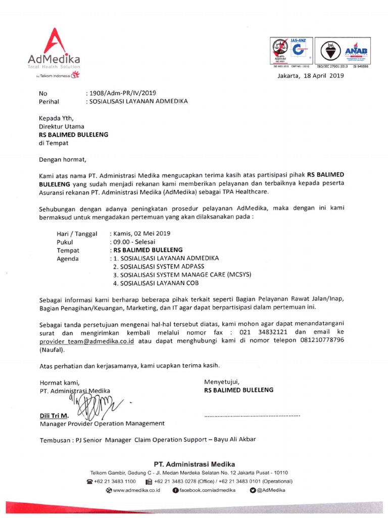 1908 Sosialisasi Layanan Admedika | PDF