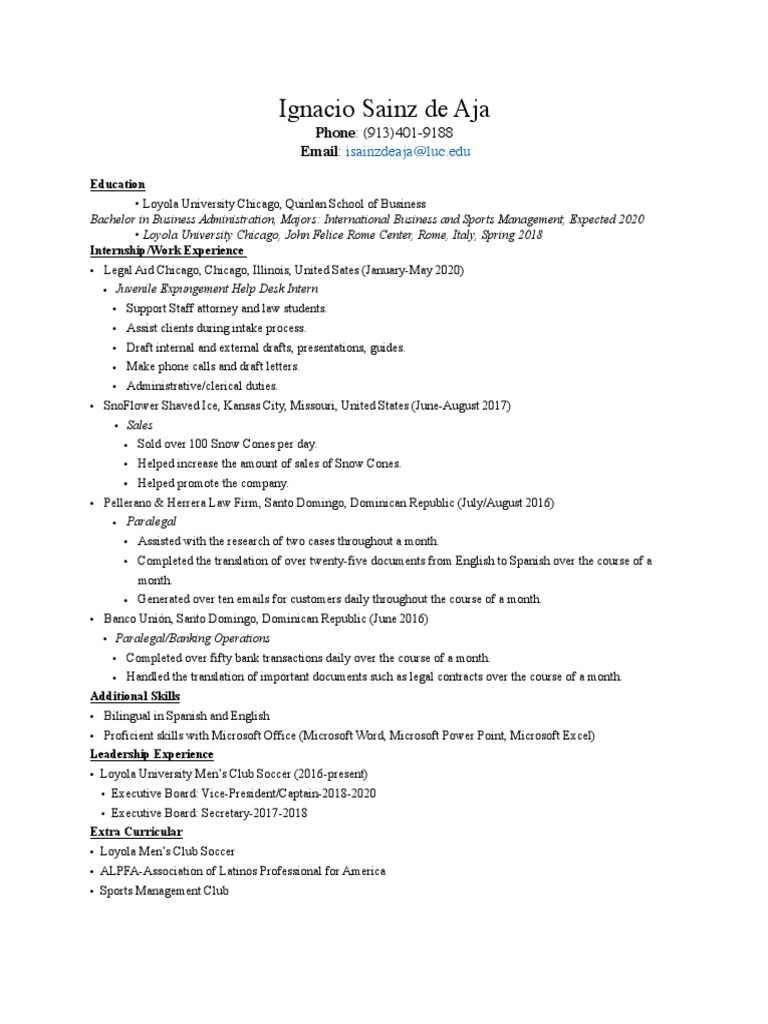 Ignacio Sainz de Aja Resume | PDF | Career & Growth