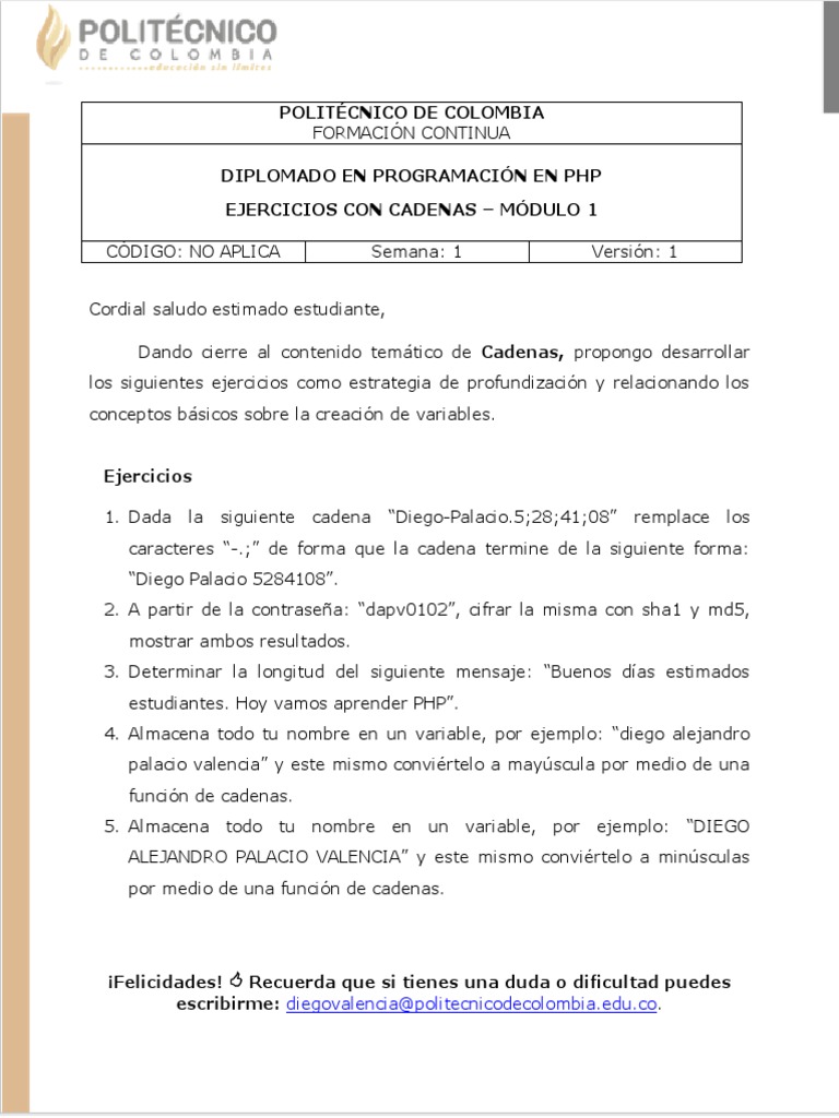 Ejercicios de Cadenas | PDF