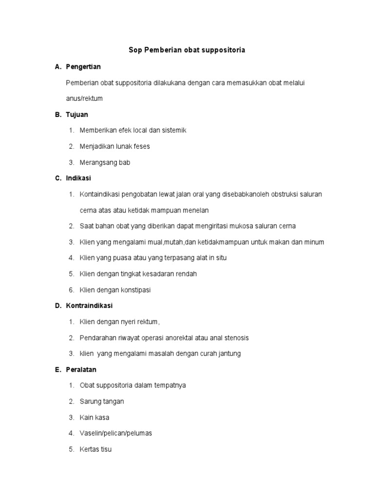 SOP Pemberian Obat Suppositoria | PDF