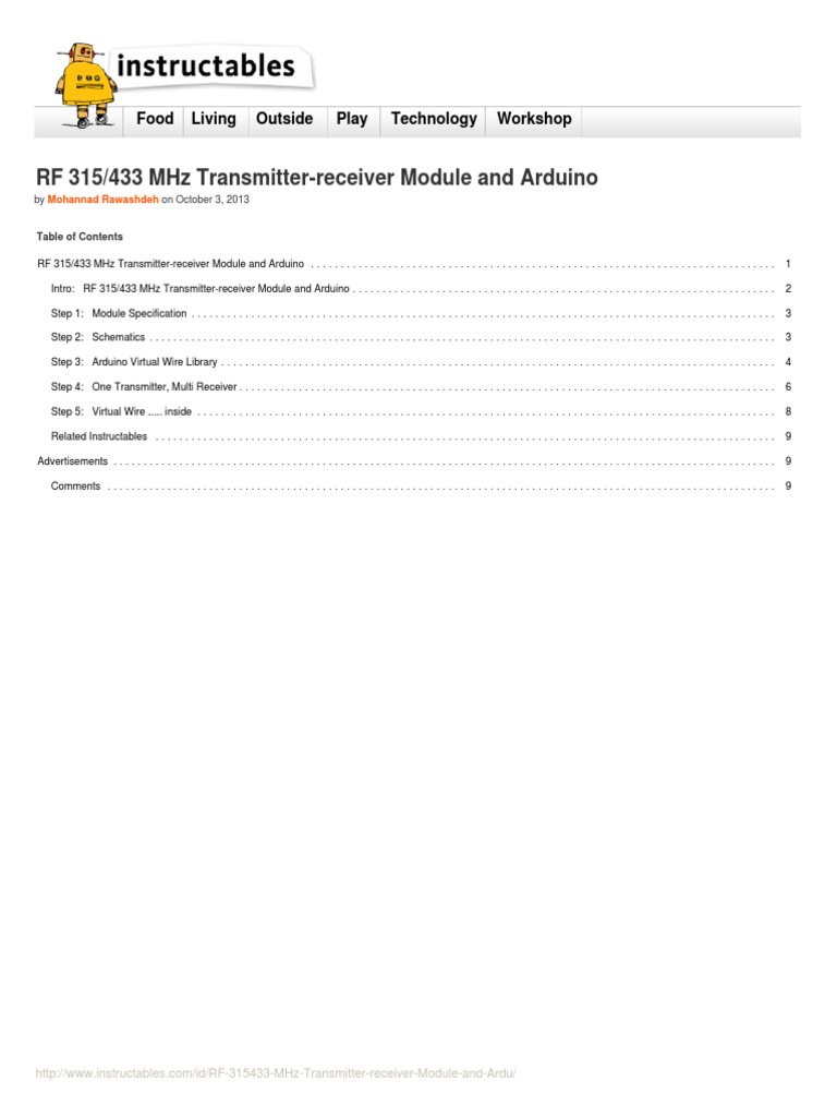 RF 315/433 MHZ Transmitter-Receiver Module and Arduino: Food Living ...