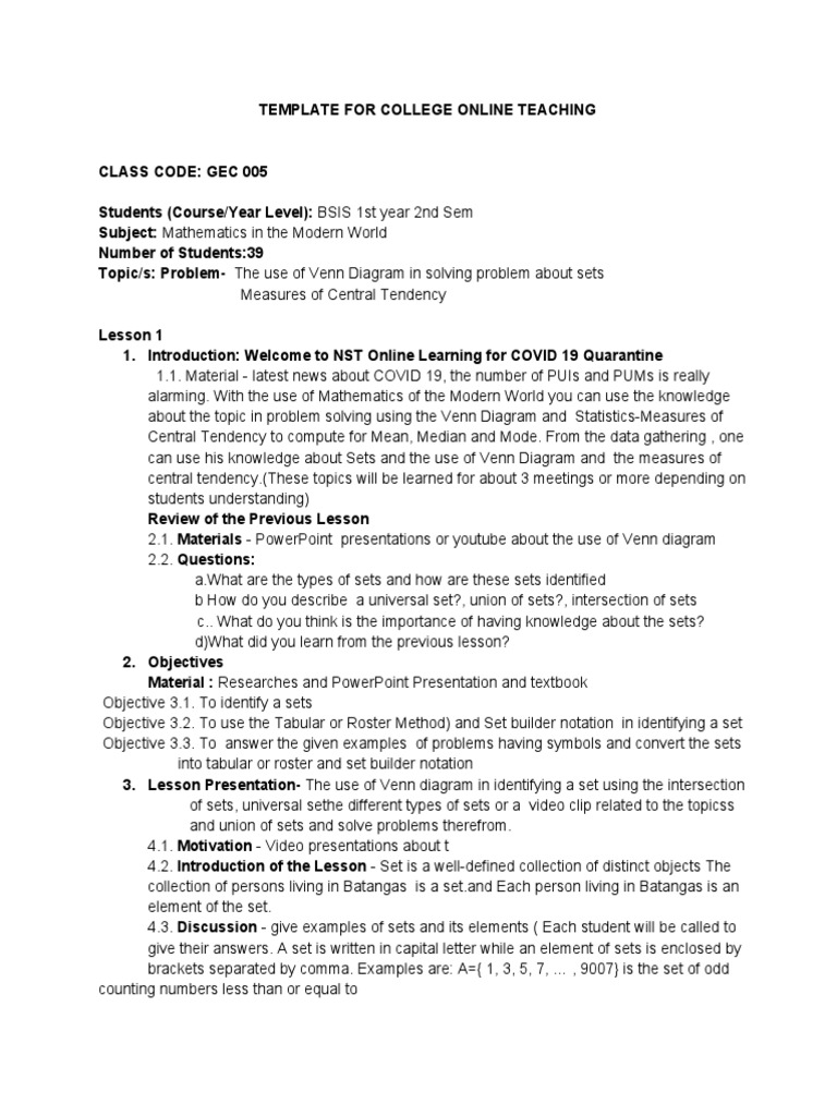 GEC 005 - (Mathematics in The Modern World) | PDF | Teaching Mathematics | Cognitive Science