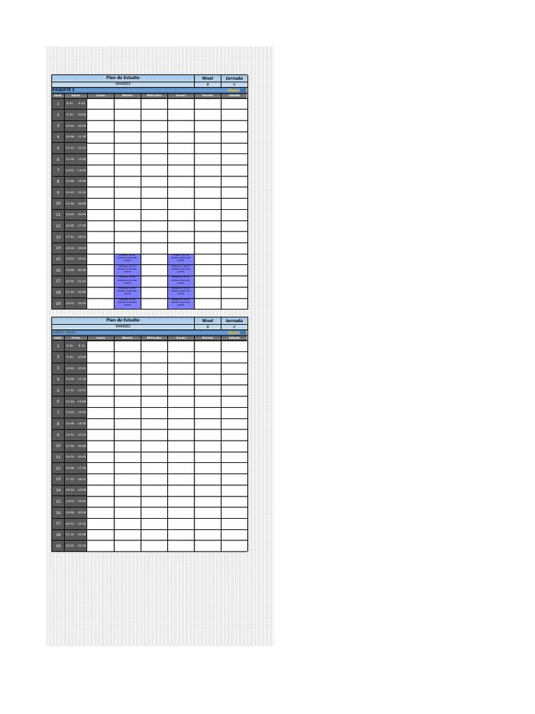 Nivel Jornada Plan de Estudio: Paquete 1 | PDF