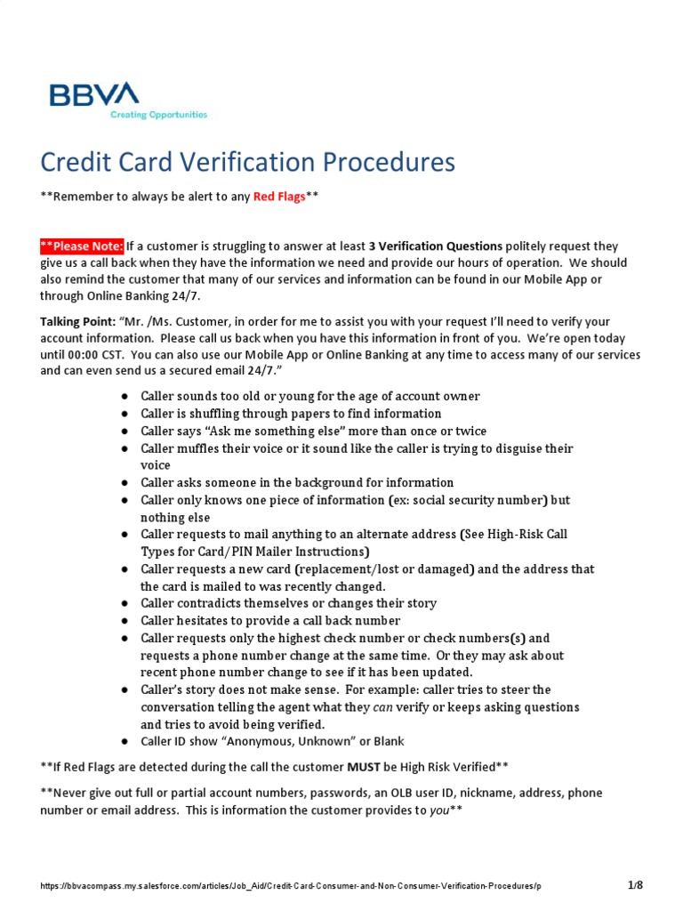 Credit Card Verification Procedures - V2 | PDF | Authentication ...