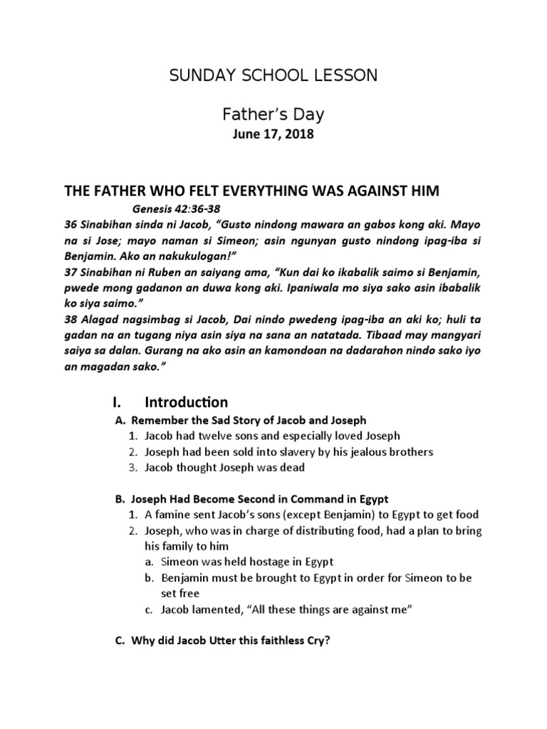 Father's Day Lesson | PDF | Christian Saints From The Old Testament | Jacob