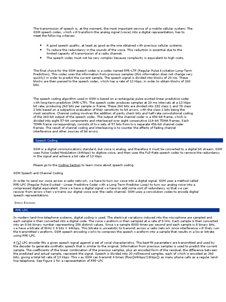 Speech Coding Pdf Sampling Signal Processing Bit Rate