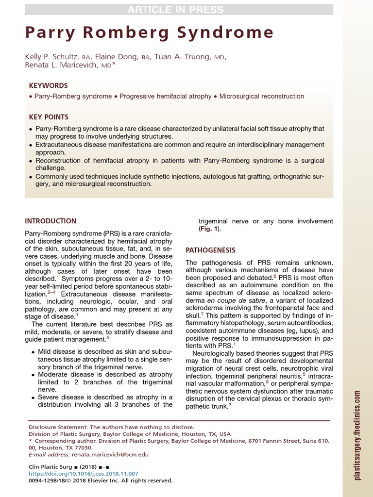 Parry Romberg Syndrome | PDF | Clinical Medicine | Diseases And Disorders