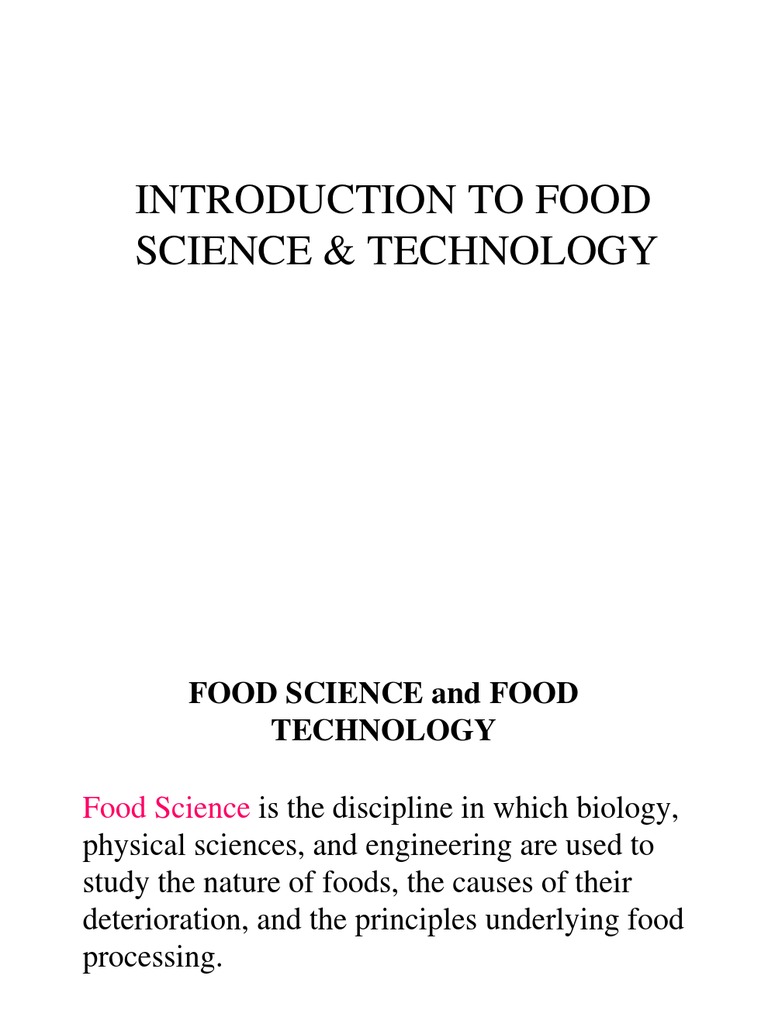 Introduction to Food Science & Technology | PDF | Food Science | Food ...