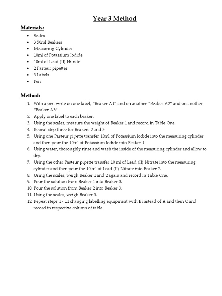 Year 3 Method | PDF