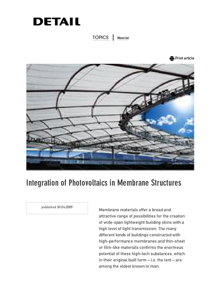 Integration of Photovoltaics in Membrane Structures - DETAIL - Magazine ...