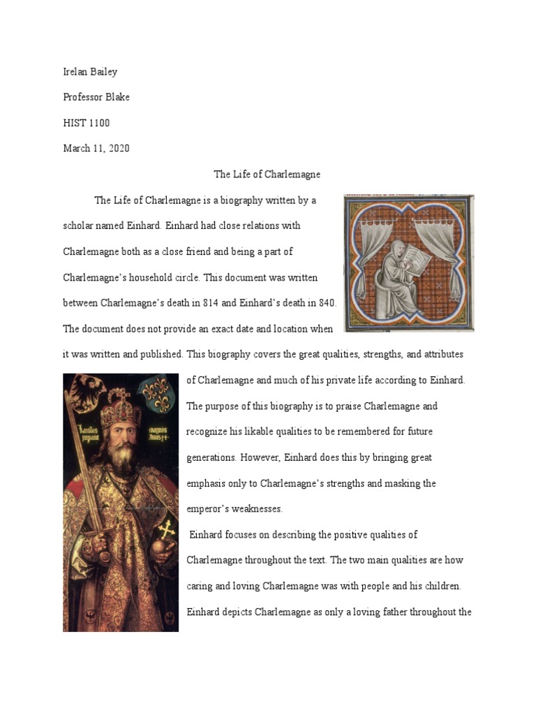 Document Analysis Essay - The Life of Charlemagne 1 | PDF | Charlemagne ...