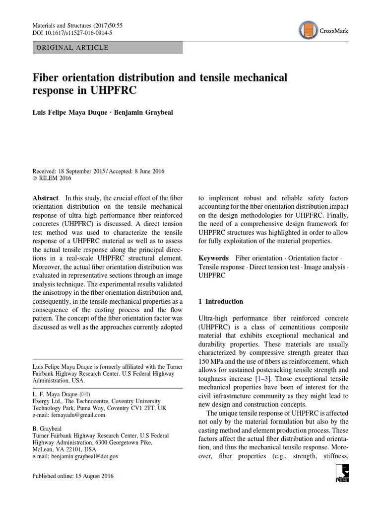 Fiber Orientation Distribution and Tensile Mechanical Response in ...