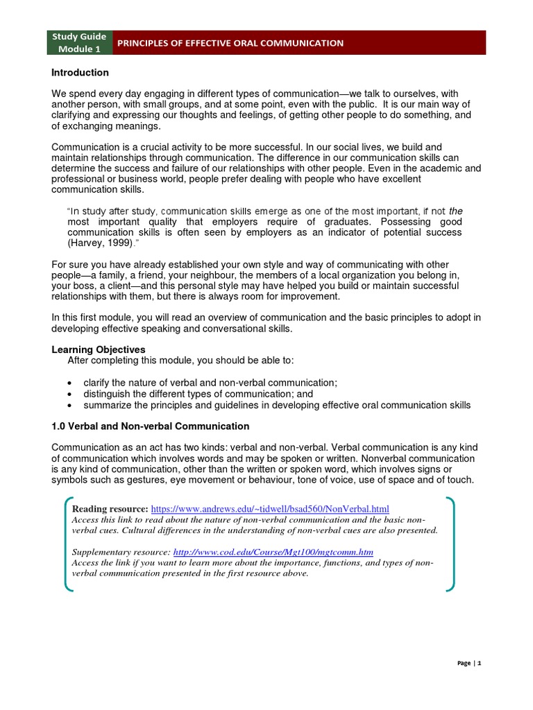 MODeL - Conversational Fluency - Mod 1 (2019) | PDF | Nonverbal ...