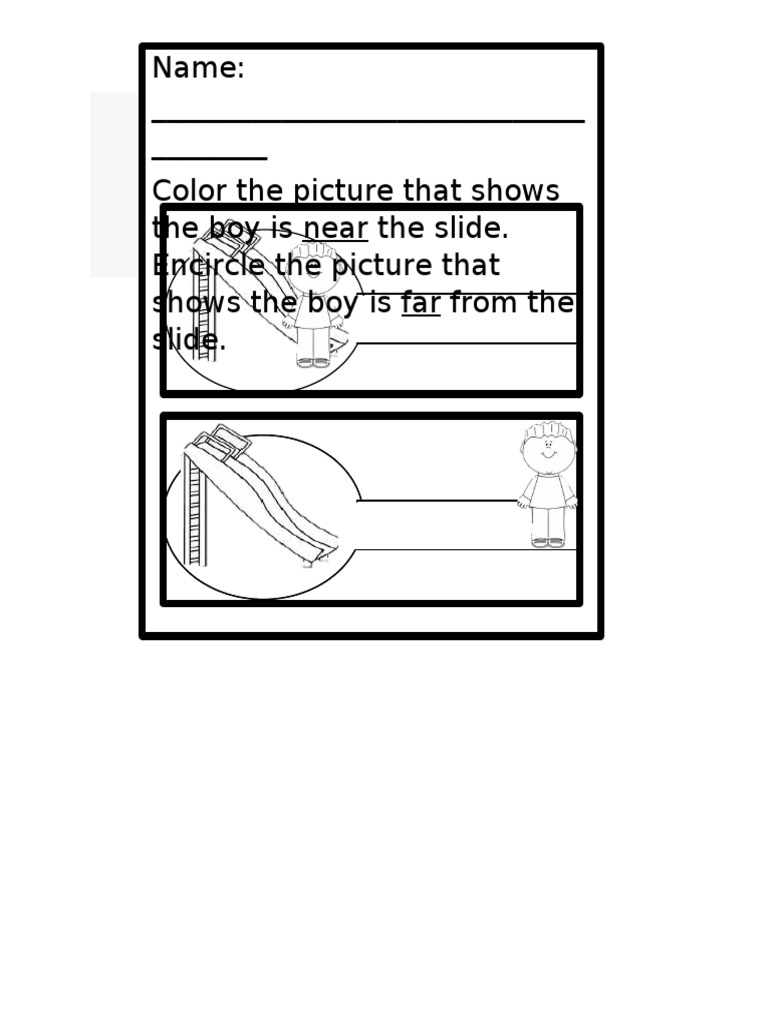 Near or Far Worksheet | PDF