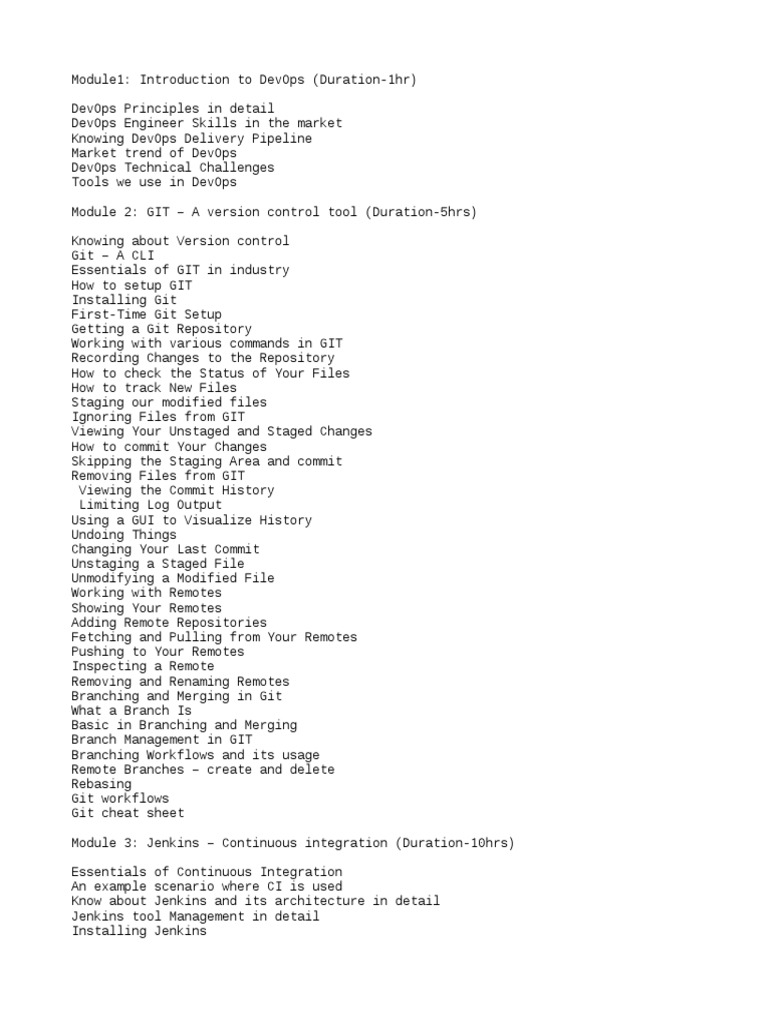 Devops Syllabus Pdf Areas Of Computer Science Computer Programming