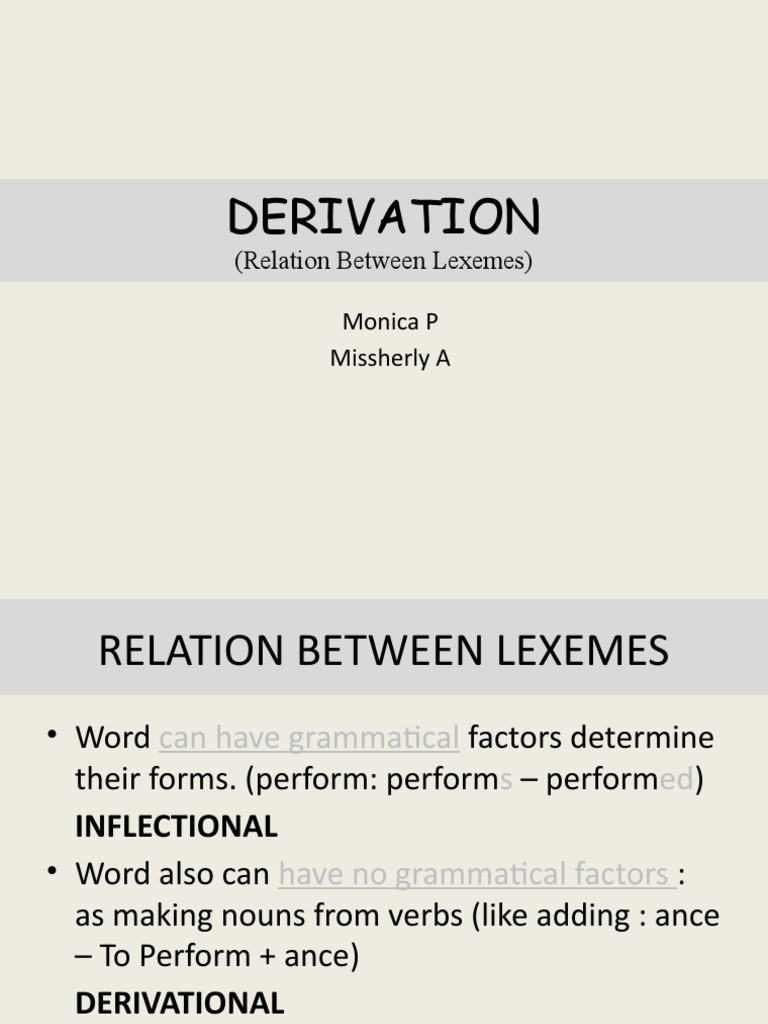 DERIVATION | PDF | Adjective | Verb