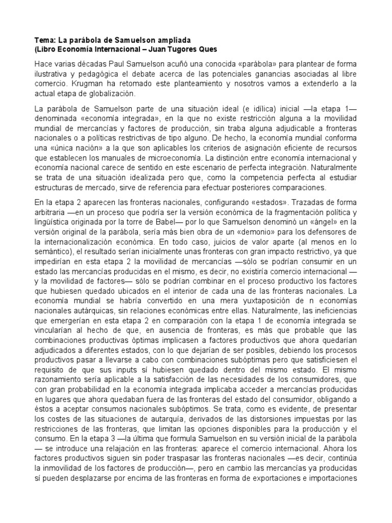 Lectura - La Parábola de Samuelson Ampliada | PDF | Globalización | El ...