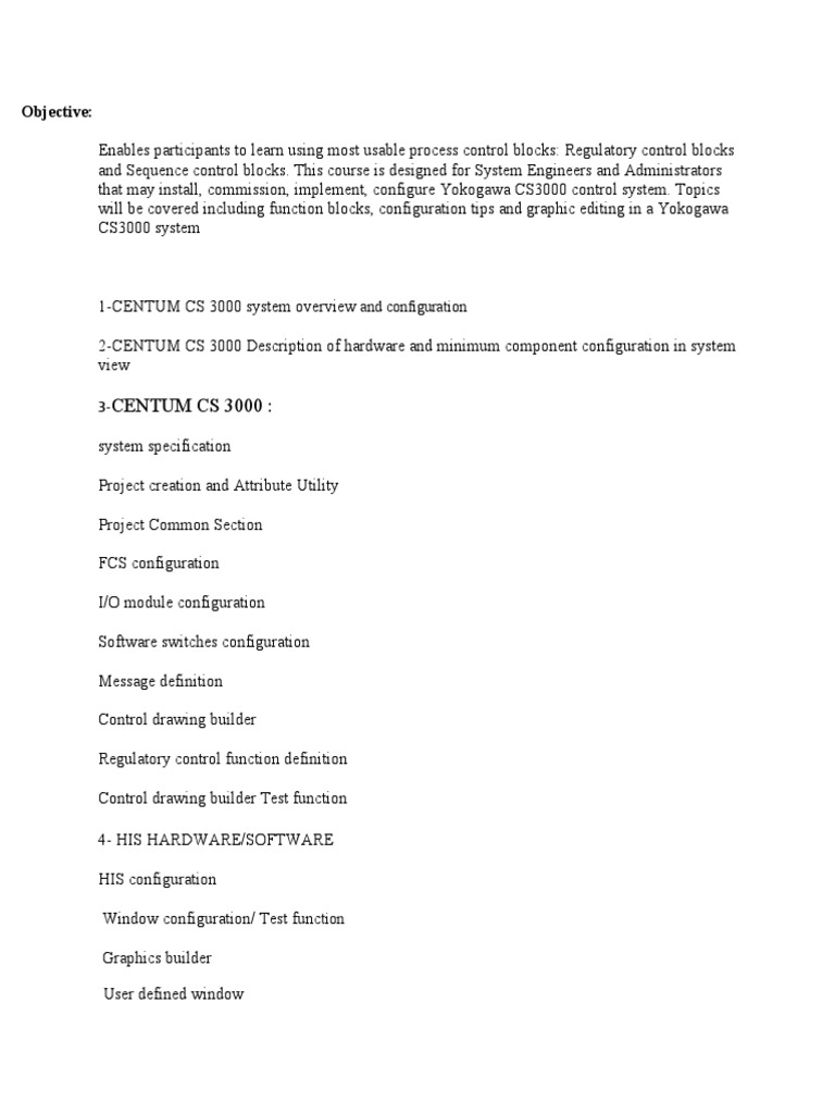 Centum Cs 3000:: Objective | PDF