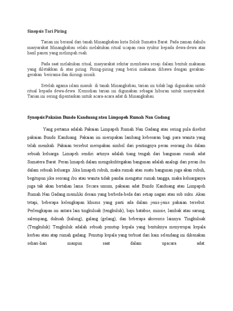 Sinopsis Tari Piring | PDF