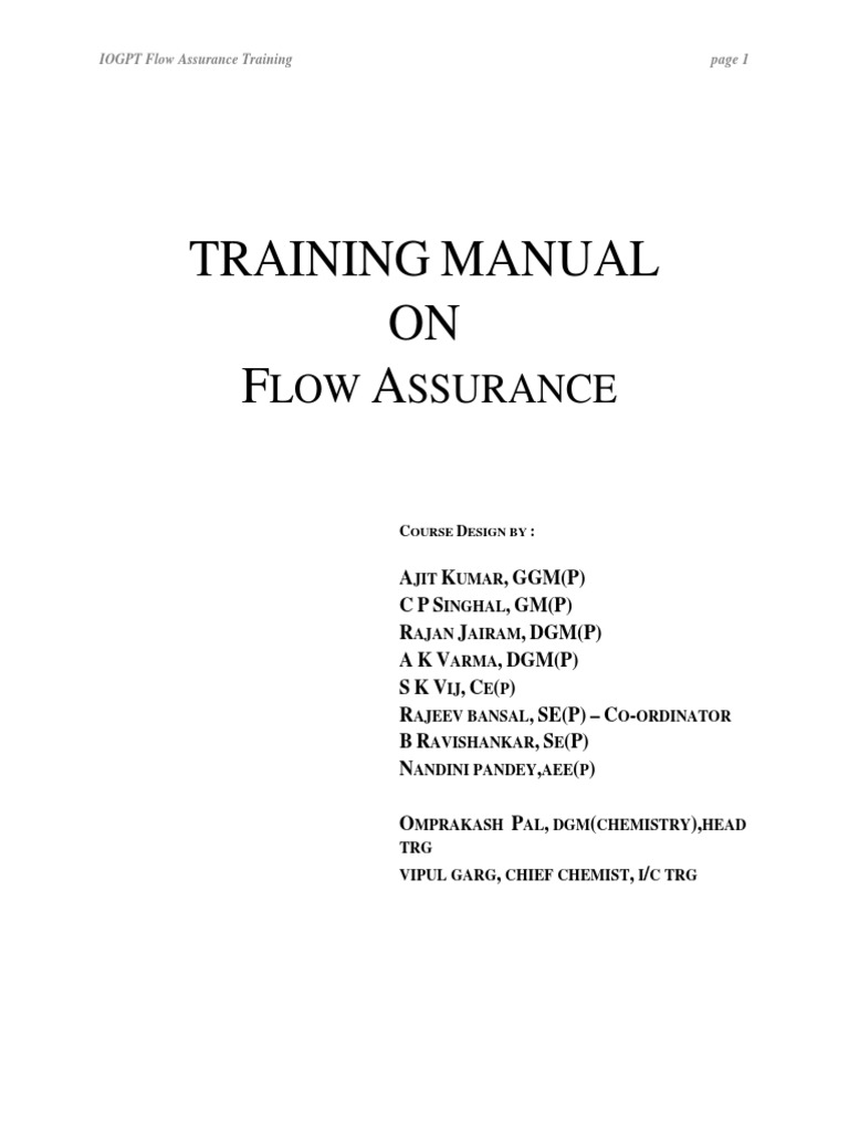 Comprehensive Training Manual on Flow Assurance Issues for ONGC ...
