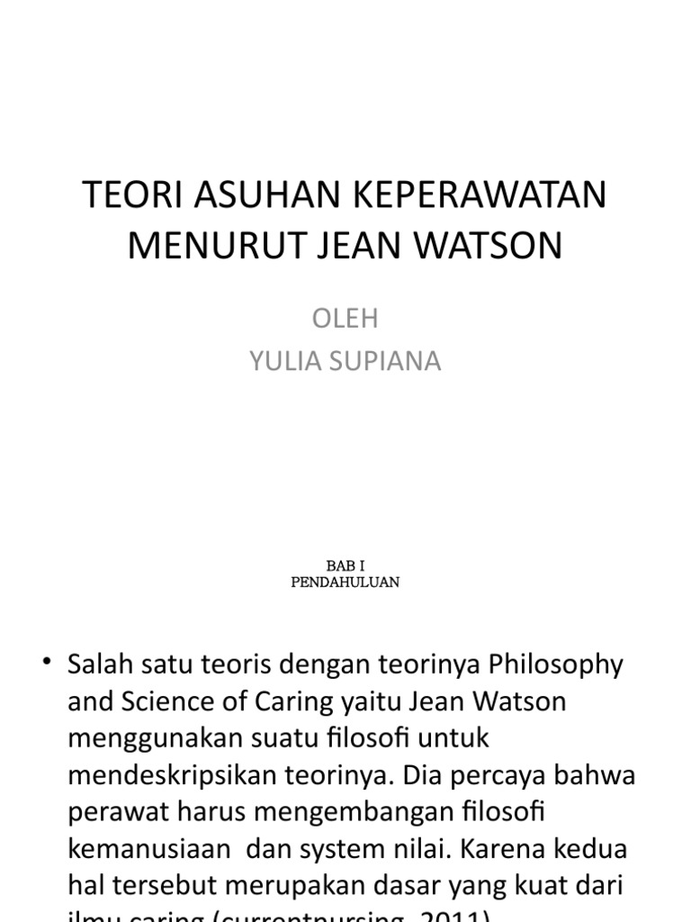 Teori Asuhan Keperawatan Menurut Jean Watson | PDF