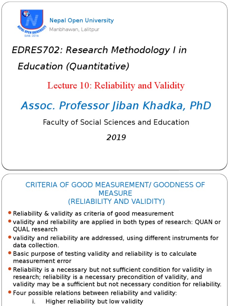 Lm-Reliability and Validity-Slides | PDF | Validity (Statistics ...
