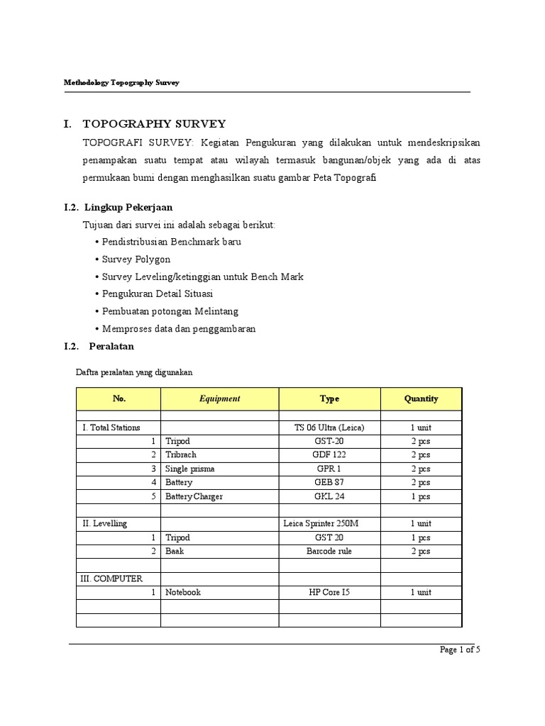 Methodology Topography Survey | PDF