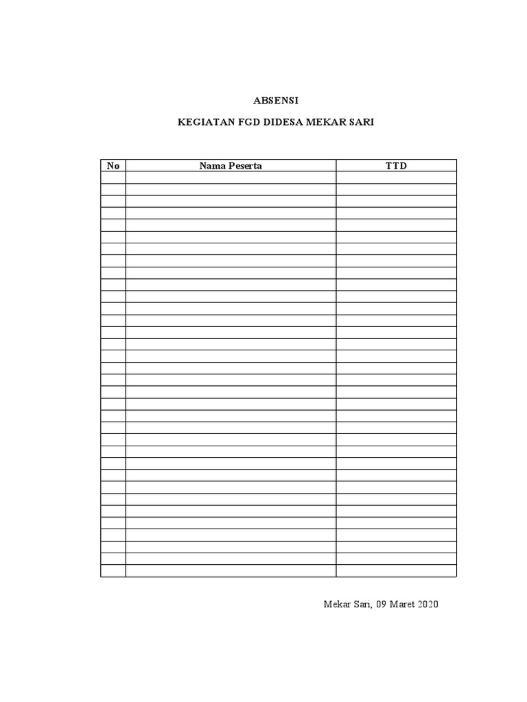 Absensi FGD | PDF