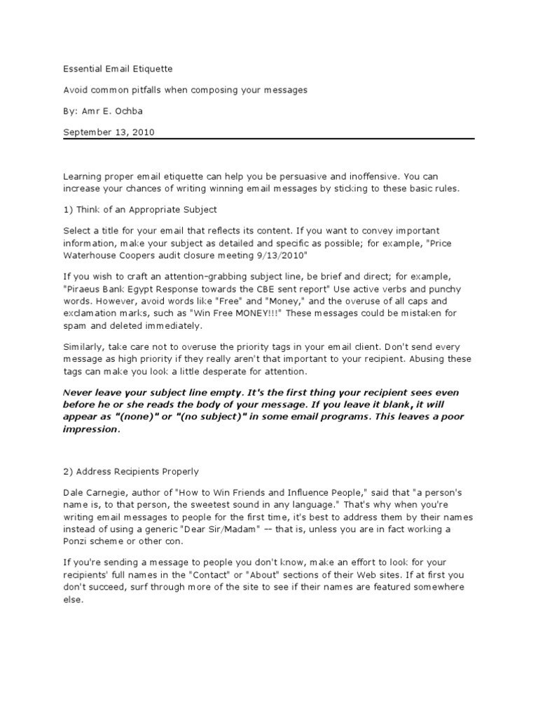 Essential Email Etiquette | PDF | Email Spam | Semiotics