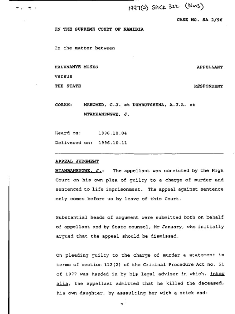 Moses V The State | PDF | Plea | Judgment (Law)