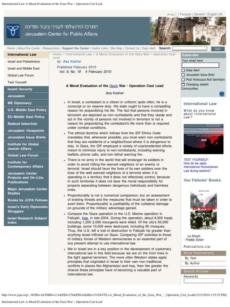 A Moral Evaluation of The Gaza War - Operation Cast Lead | Download ...