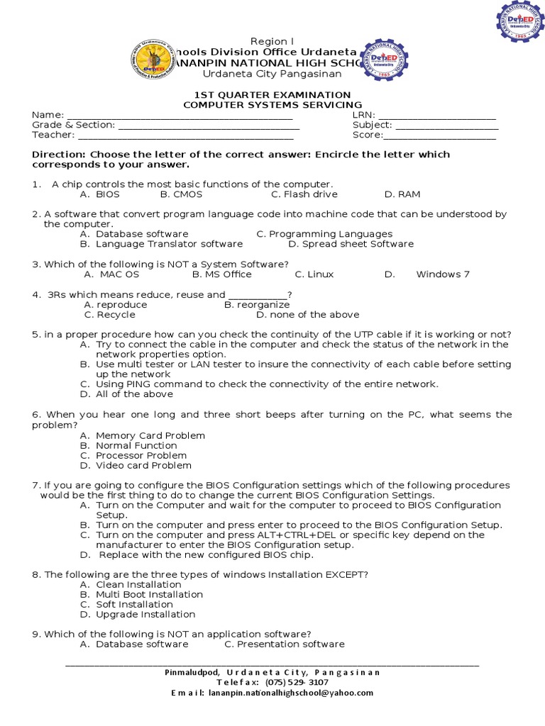 Grade 11 2nd - CSS-Specialization | PDF | Booting | Bios