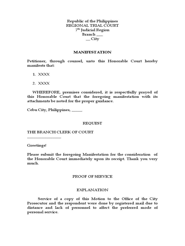 Court Manifestation Submission Guide | PDF