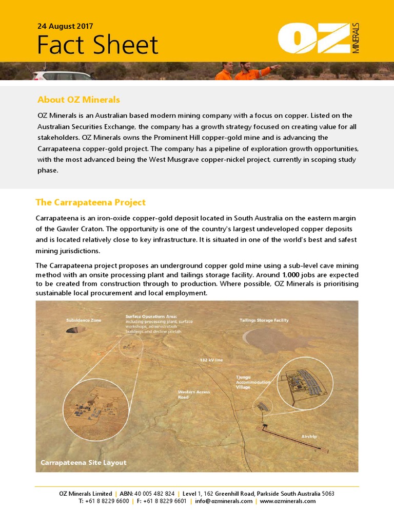Carrapateena Contractor Information Factsheet | PDF | Mining | Business