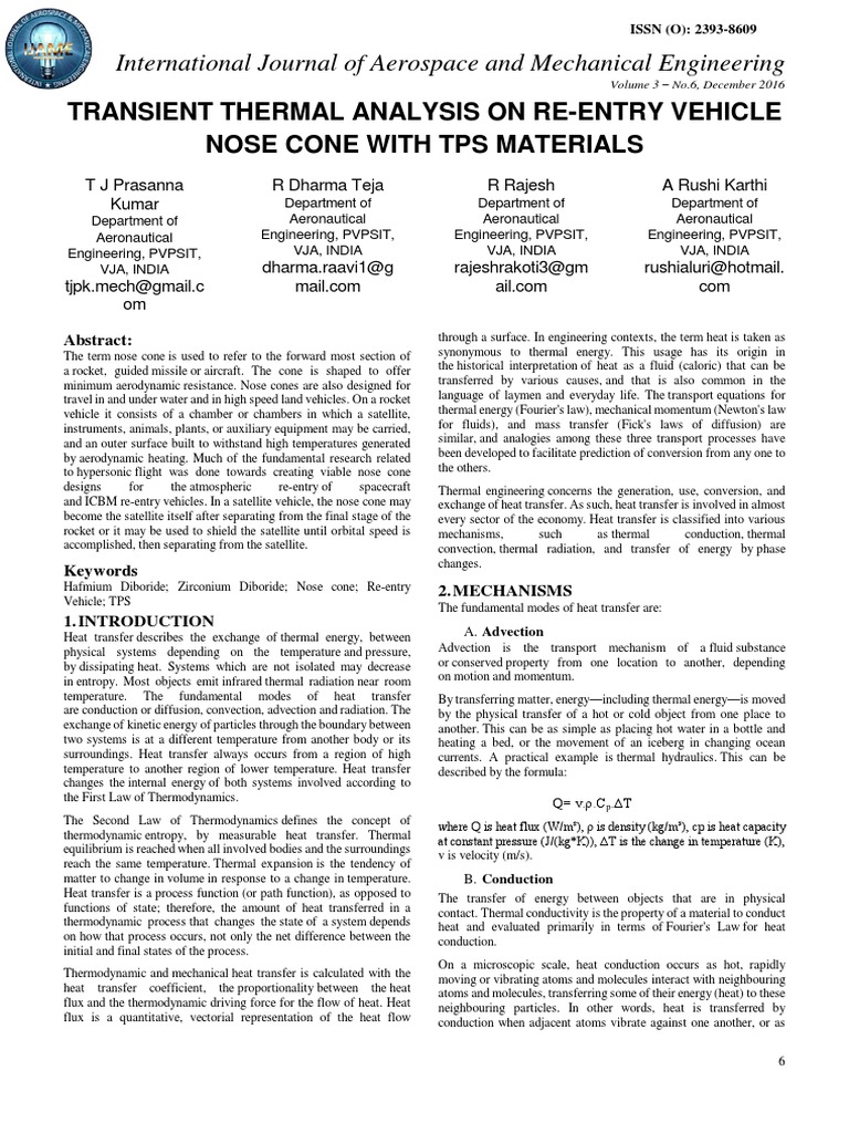 Transient Thermal Analysis On Re-Entry Vehicle Nose Cone With Tps ...