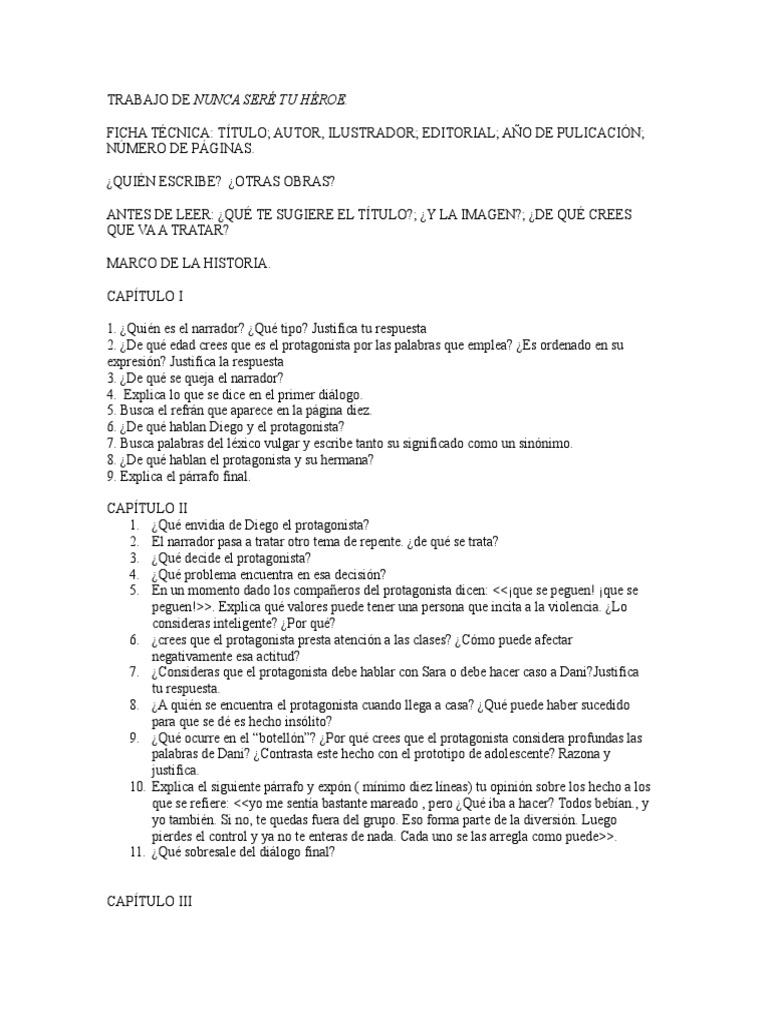 Guía de Análisis de "Nunca Seré Tu Héroe" | PDF | Narración