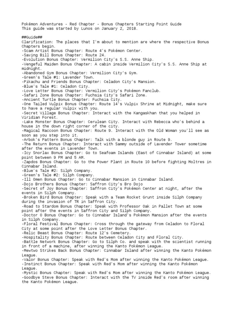 Adventure Red - Bonus Chapter | PDF | Pokémon | Nintendo Franchises