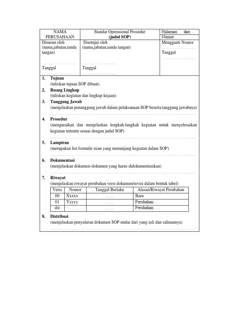 Contoh Format SOP | PDF | Metode & Bahan Ajar | Komputer