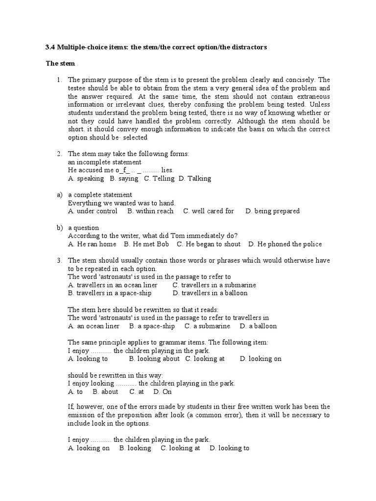 3.4 Multiple-Choice Items: The Stem/the Correct Option/the Distractors ...