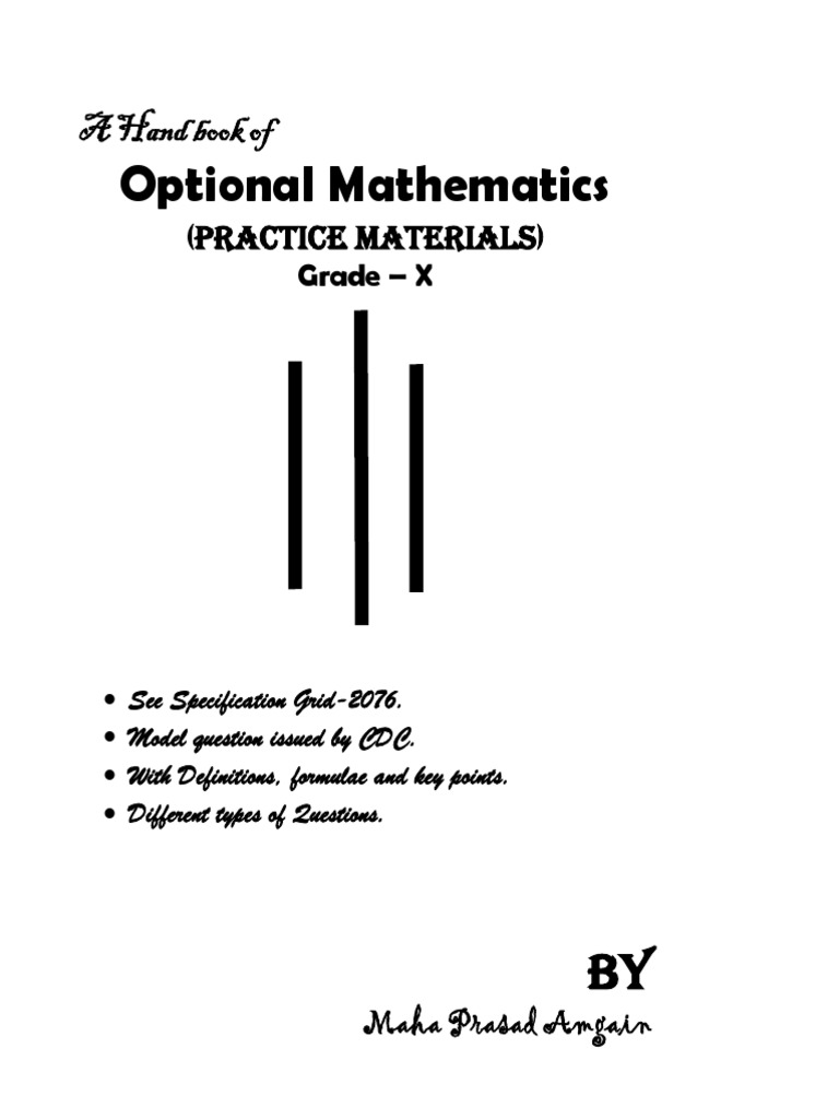 Opt Math Class X (MP 1) | PDF | Matrix (Mathematics) | Determinant