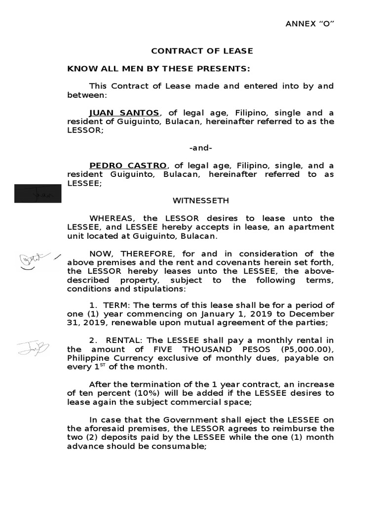 Contract of Lease | PDF | Lease | Civil Law (Common Law)
