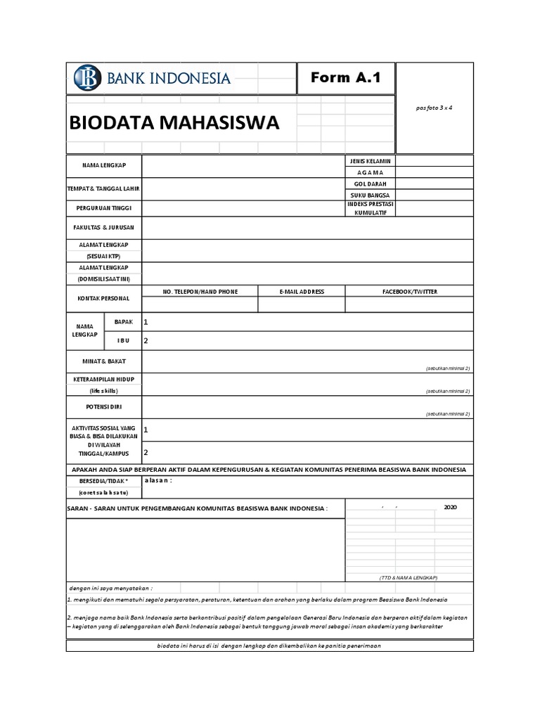 Form A1 Bank Indonesia PDF | PDF