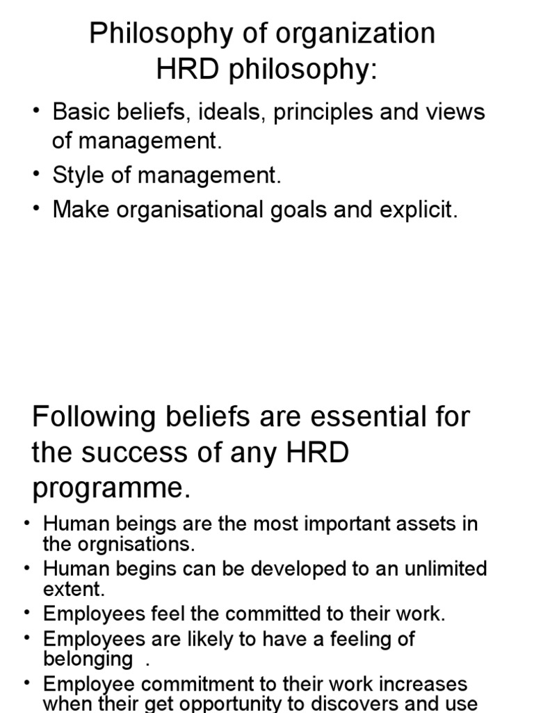Philosophy of Organization HRD Philosophy | PDF | Employment | System