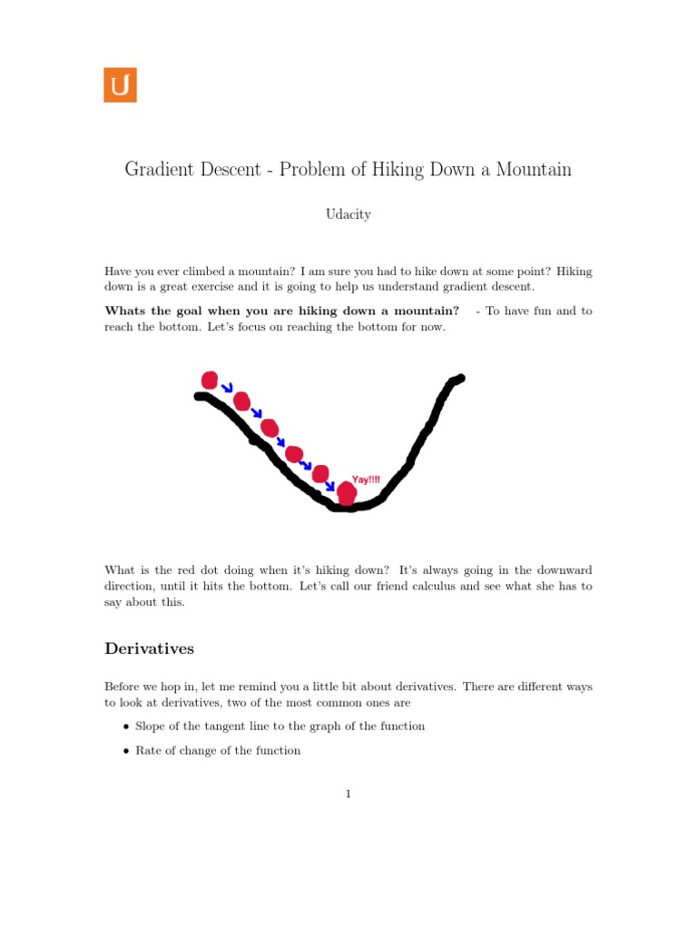 Gradient Descent - Problem of Hiking Down A Mountain: Derivatives | PDF ...
